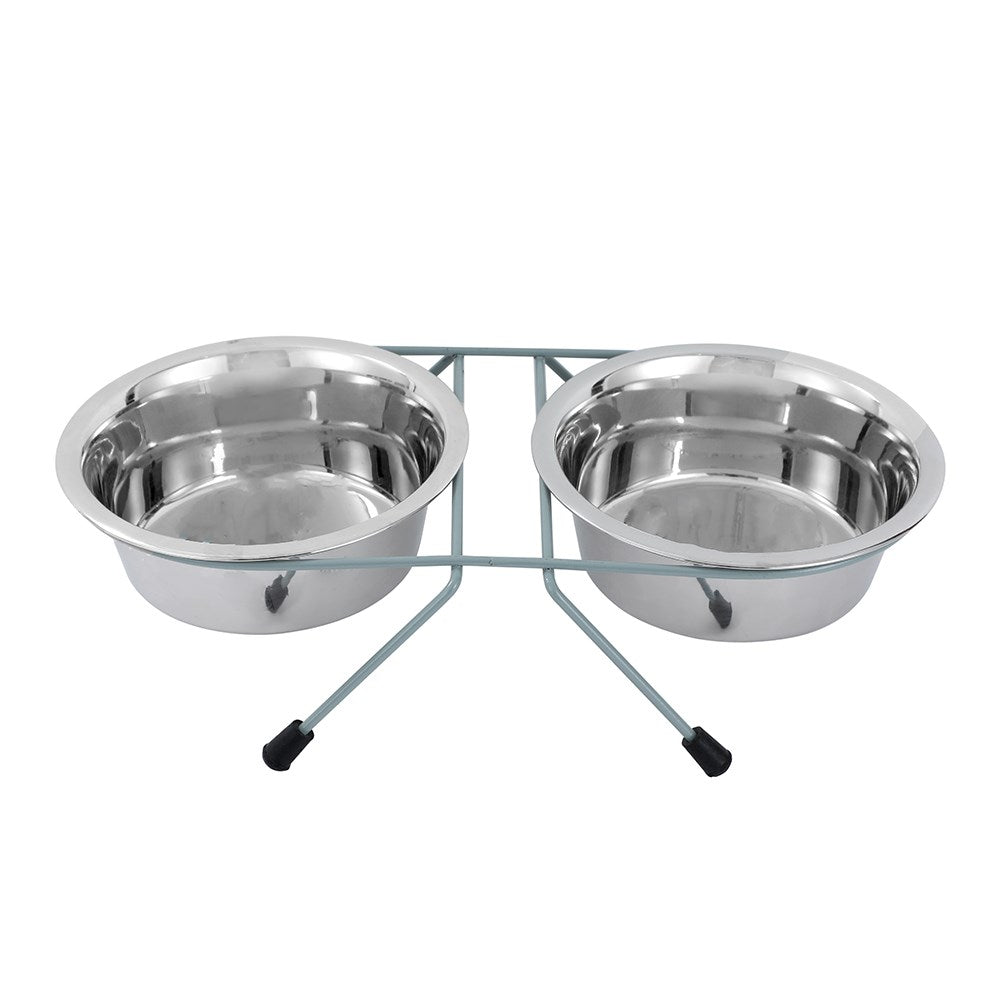Double Stainless Steel Pet Bowl with Stand – 350ml / 750ml