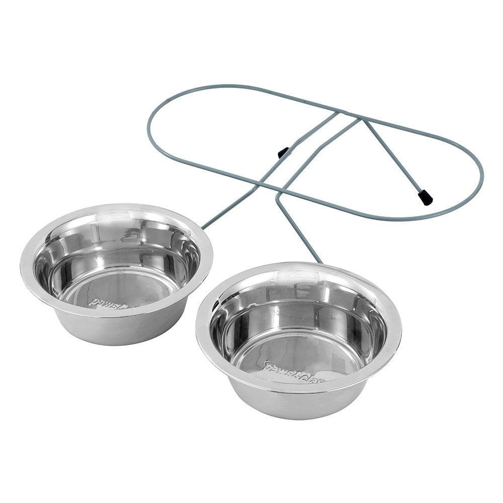 Double Stainless Steel Pet Bowl with Stand – 350ml / 750ml