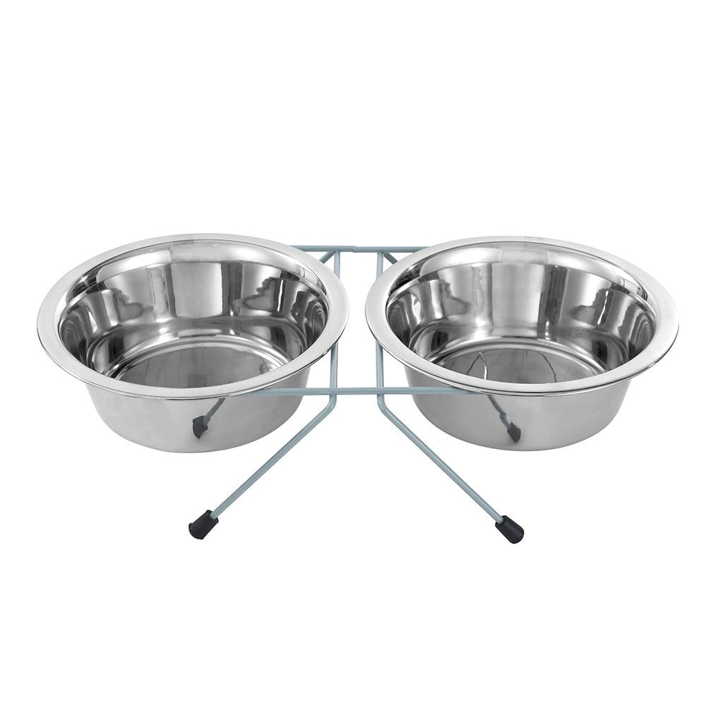 Double Stainless Steel Pet Bowl with Stand – 350ml / 750ml