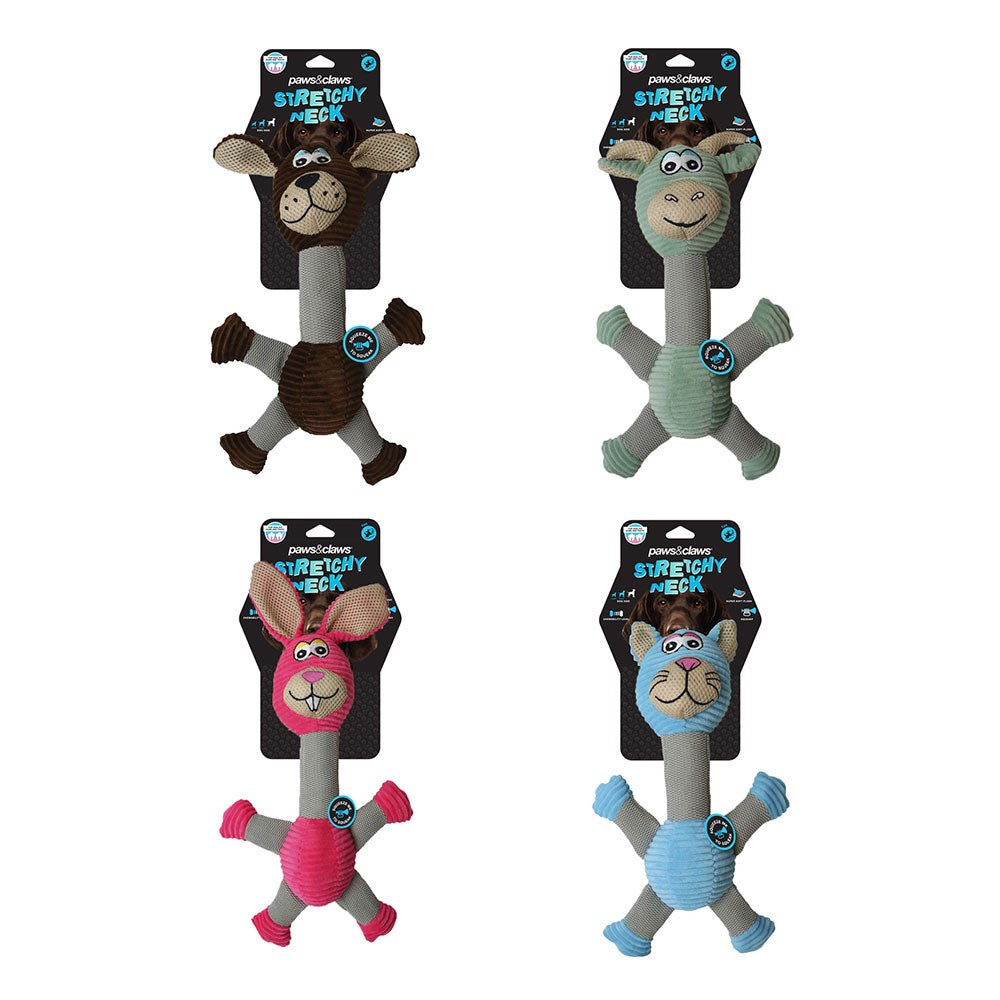 Stretchy Neck Animal Pet Toy – 30cm (4 Assorted)