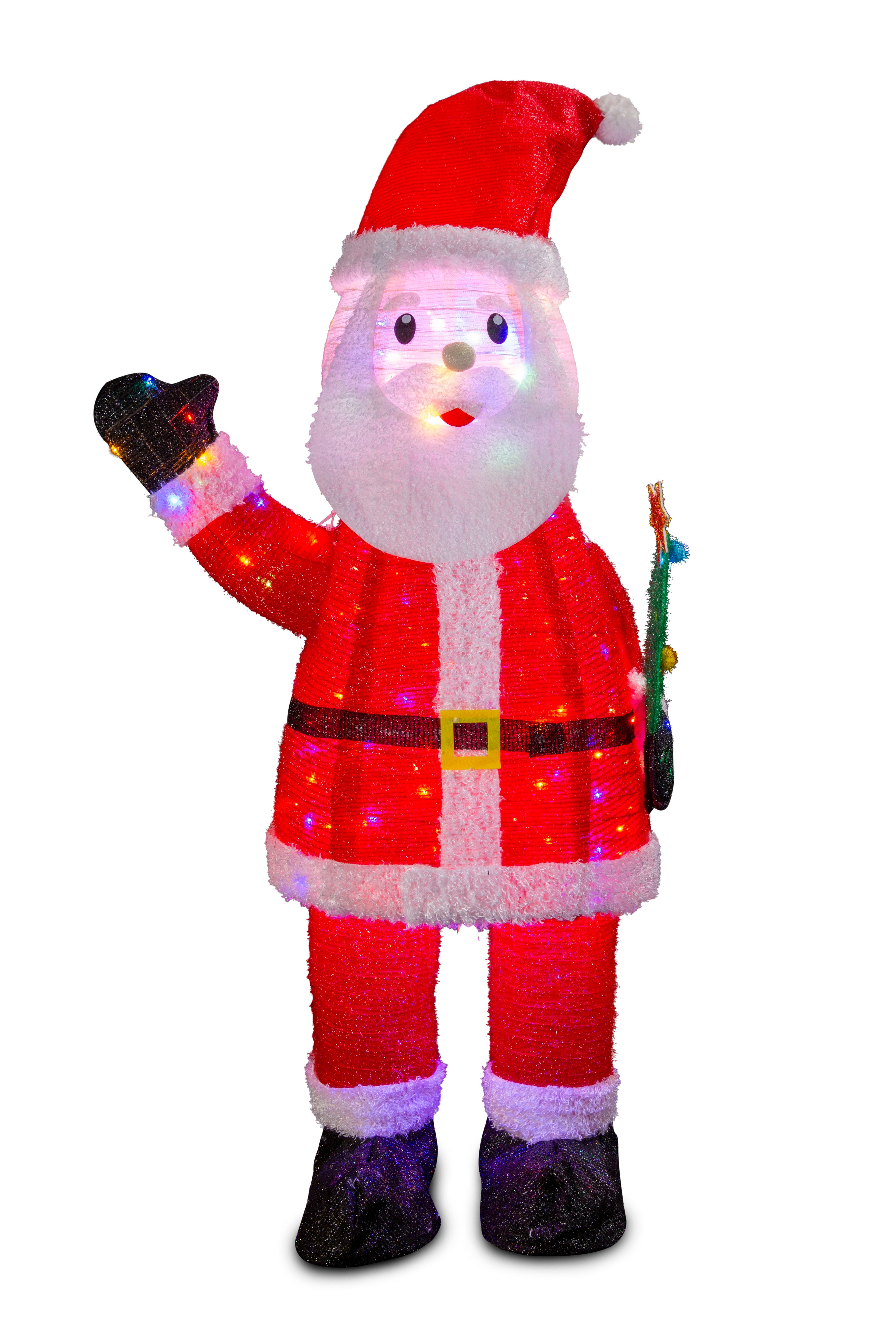 LED Pop Up Tinsel Santa Multi Col Flash 180cm